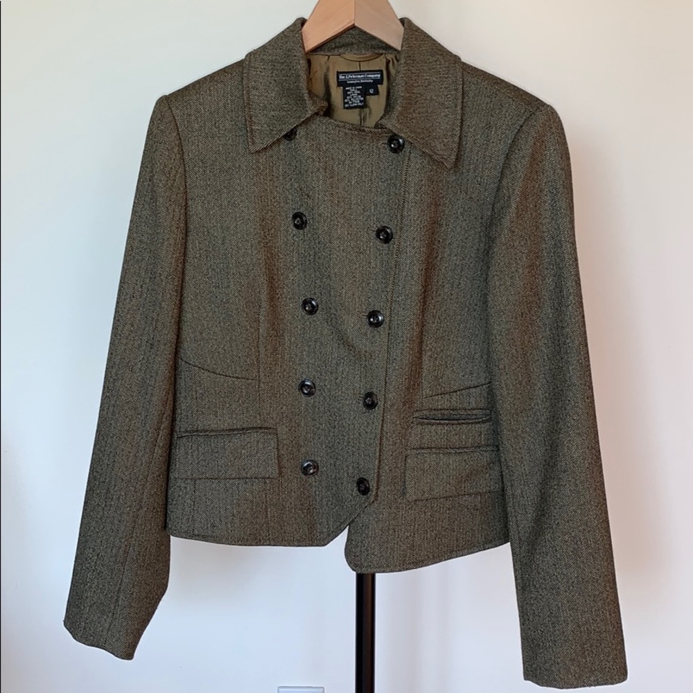 Tailored Herringbone Cropped Jacket - Gem